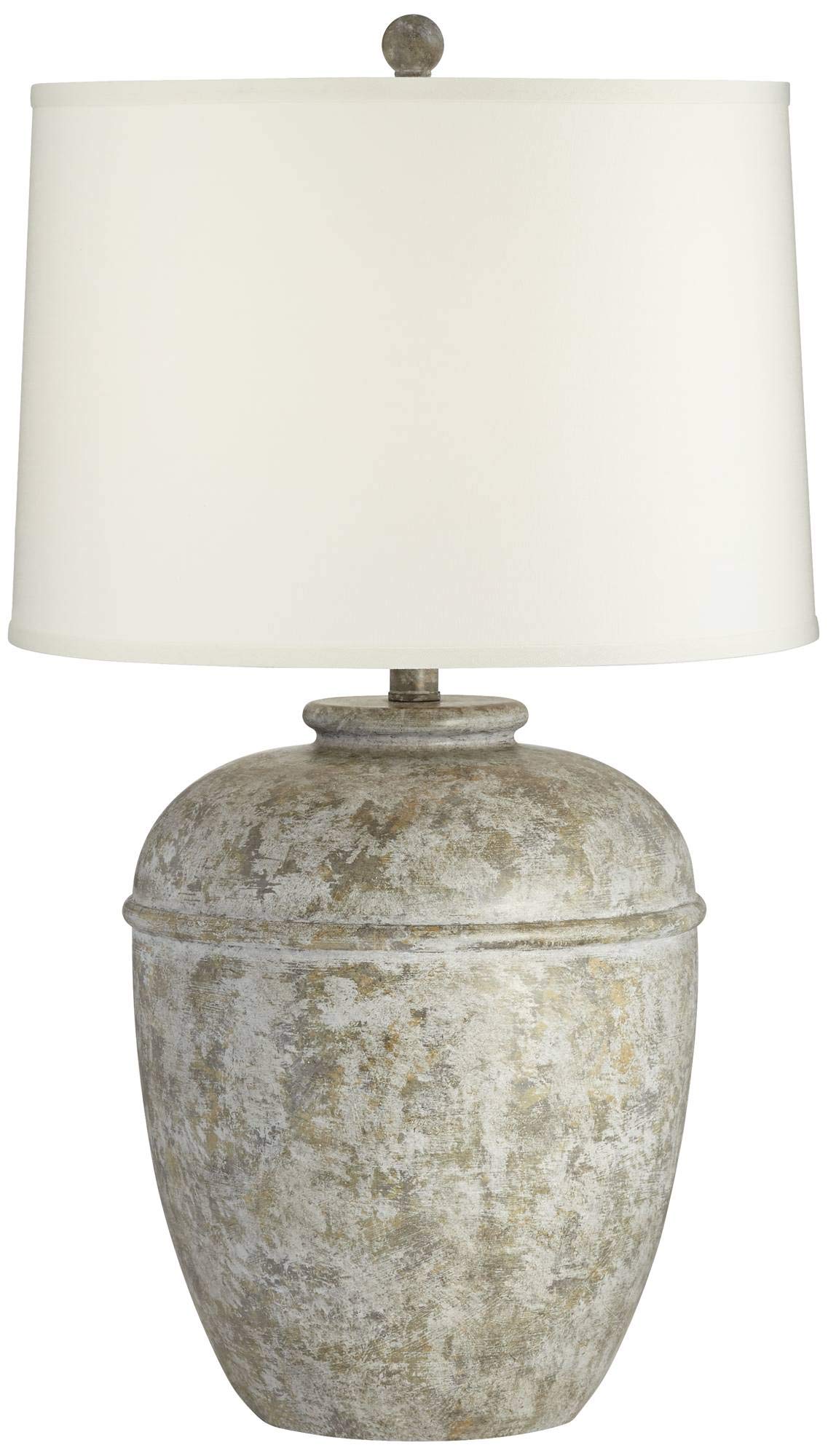 John Timberland Otero Rustic Southwestern Style Table Lamp 27" Tall Gray Faux Mottled Stone Jug Cream Linen Drum Shade Decor for Living Room Bedroom Bedside Nightstand Office Entryway Reading