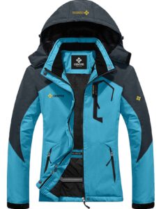 gemyse women's mountain waterproof ski snow jacket winter windproof rain jacket (acid blue, xxlarge)