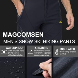 MAGCOMSEN Winter Pants Men Fleece Lined Pants Warm Pants Waterproof Pants Ski Pants Snow Pants Hiking Pants Tactical Pants Black