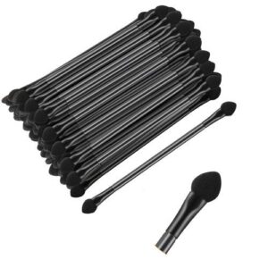 viujuh 30 pcs professional double-end eyeshadow brushes cosmetic tool, disposable dual sides eyeshadow sponge brushes makeup applicator, 12 cm, black