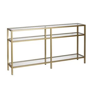 henn&hart 55" wide rectangular console table in brass, entryway table, accent table for living room, hallway