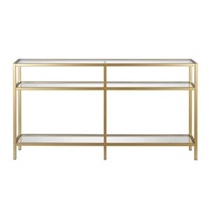 Henn&Hart 55" Wide Rectangular Console Table in Brass, Entryway Table, Accent Table for Living Room, Hallway