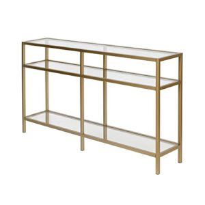 Henn&Hart 55" Wide Rectangular Console Table in Brass, Entryway Table, Accent Table for Living Room, Hallway