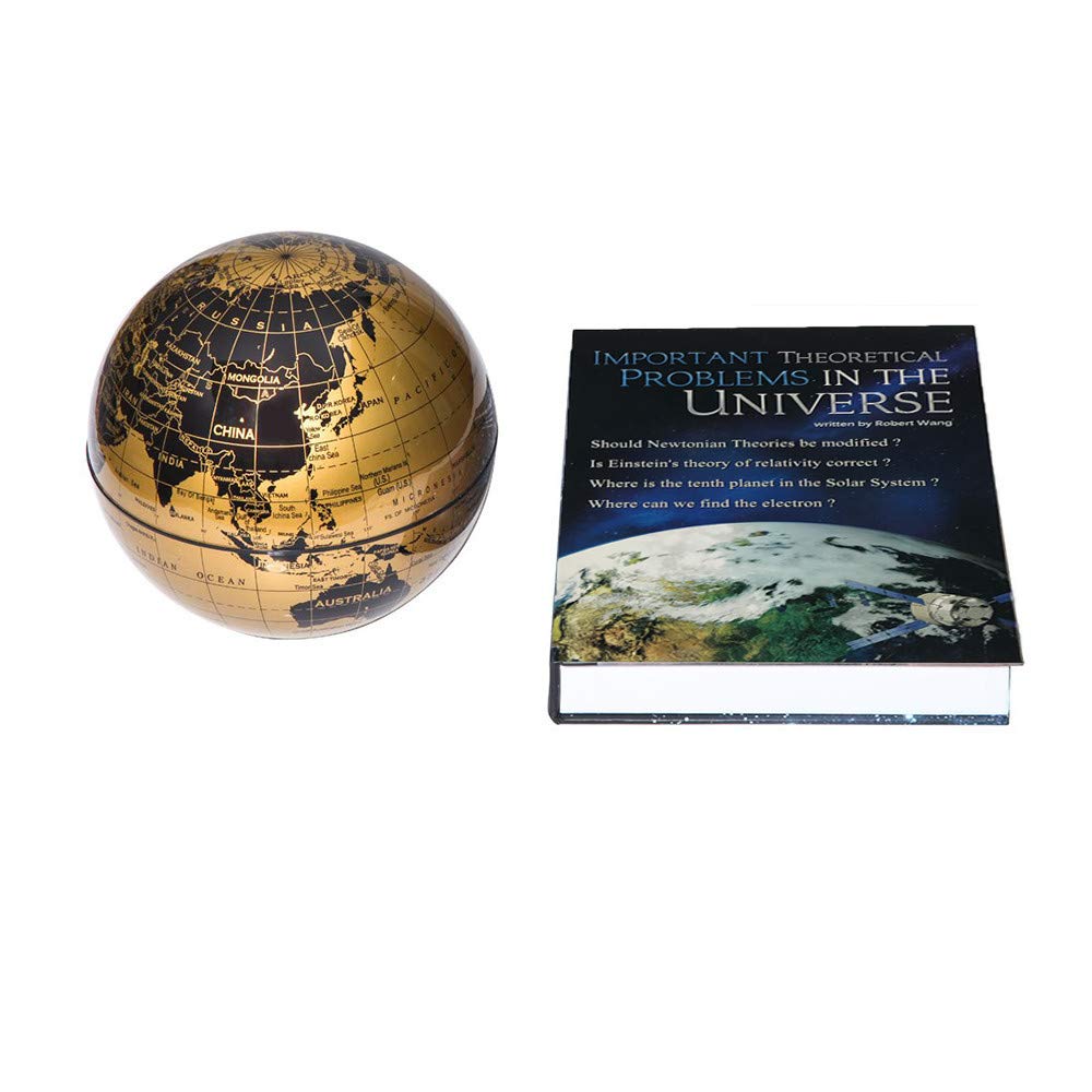 Fashion World Geographic Globes, Magnetic Floating Auto-Rotation Rotating 6" Gold Globe,with Book Style Platform.