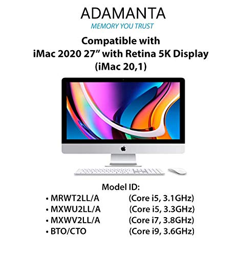 Factory Original 64GB (2x32GB) Memory Upgrade for 2020 & 2019 Apple iMac 27" w/Retina 5K Display & 2018 Apple Mac Mini DDR4 2666Mhz PC4-21300 SODIMM 2Rx8 CL19 1.2v RAM Adamanta