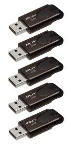 pny 32gb attaché 4 usb 2.0 flash drive 5-pack,black