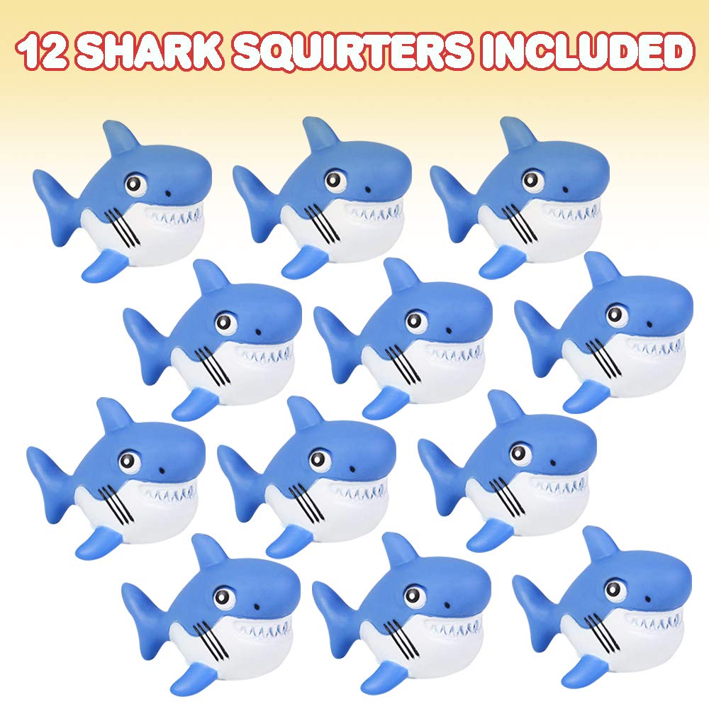 ArtCreativity Rubber Squirting Sharks for Kids - Pack of 12 Bath Tub Squirts and Pool Toys for Toddlers, Safe and Durable Water Squirters, Birthday Party Favors, Piñata Fillers, Goodie Bag Stuffers