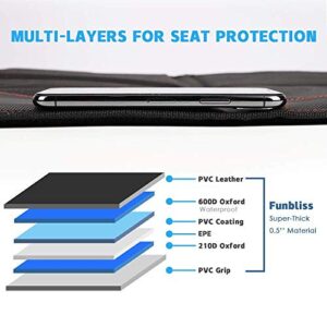 funbliss Car Seat Protector + Kick mats Car Backseat Organizer Black,Suitable for All Cars,XL Largest Car Seat Cover for Child Baby Carseat, Kick Mat Back Seat w/Storage Pockets