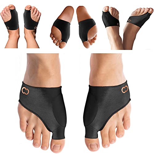 Copper Compression Bunion Relief Kit - Includes 1 Pair Each of Bunion Corrector Cushion Sleeves & Bunion Corrector Toe Splints - Pads & Straightens Bunions, Feet for Men & Women - Small/Medium