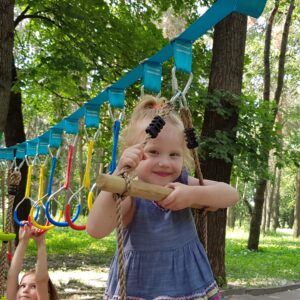 Wooden Rope Ladder for Kids with Ground anchoring - Lenght 6.5'(2m) Width 16"(40cm) - Outdoor or Indoor Climbing Rope Ladder for Ninja Slackline, Backyard, Playground, Home Gym, Park, Treehouse