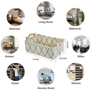 KWLET Storage Baskets for Organizing Toys Small Basket White Basket Felt Fabric Basket Bins for Home Office Closet Bathroom Bedroom Playroom Decorative Bin