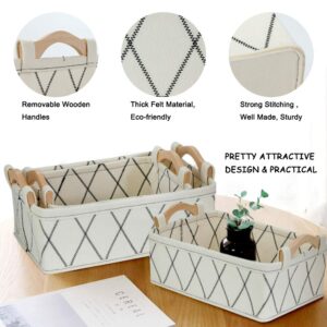 KWLET Storage Baskets for Organizing Toys Small Basket White Basket Felt Fabric Basket Bins for Home Office Closet Bathroom Bedroom Playroom Decorative Bin