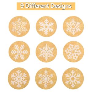 Snowflake Label Stickers Happy New Year Stickers Thank You Seal Stickers Valentine's Day Stickers Inspirational Quote Stickers (White Snowflakes, 500 Pieces)