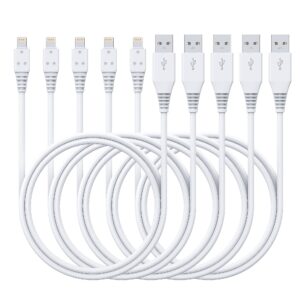 6ft iphone charger 5pack,lightning cable 6 foot,mfi certified long charging cord 6 feet compatible with apple iphone 11/pro/max/se/x/xs max/xr/8/8 plus/ipad/ipod (white)