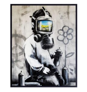 banksy urban street mural 8x10 wall decor picture - contemporary modern art graffiti decoration for home, apartment, office, bedroom, dorm, living room - gift for women, teens