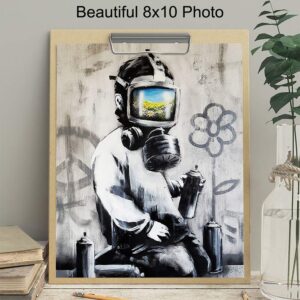 Banksy Urban Street Mural 8x10 Wall Decor Picture - Contemporary Modern Art Graffiti Decoration for Home, Apartment, Office, Bedroom, Dorm, Living Room - Gift for Women, Teens