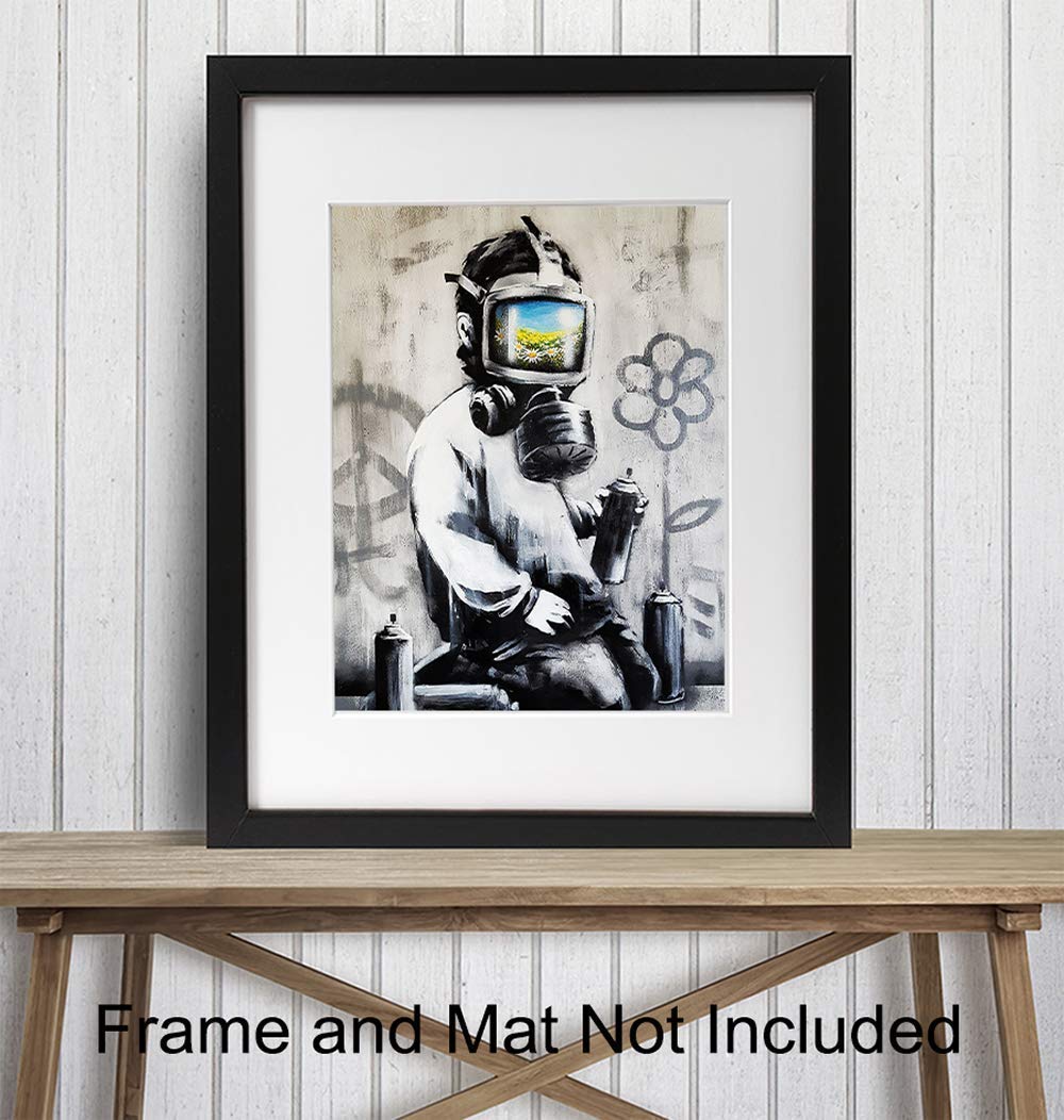 Banksy Urban Street Mural 8x10 Wall Decor Picture - Contemporary Modern Art Graffiti Decoration for Home, Apartment, Office, Bedroom, Dorm, Living Room - Gift for Women, Teens