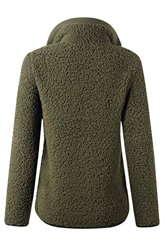 AQOTHES Womens Loose Casual Zipper Sherpa Fleece Pockets Pullover Sweatshirt for Women Army Green