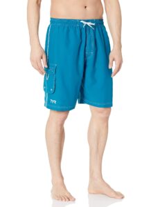 tyr men's solid challenger swim short, ocean blue, s