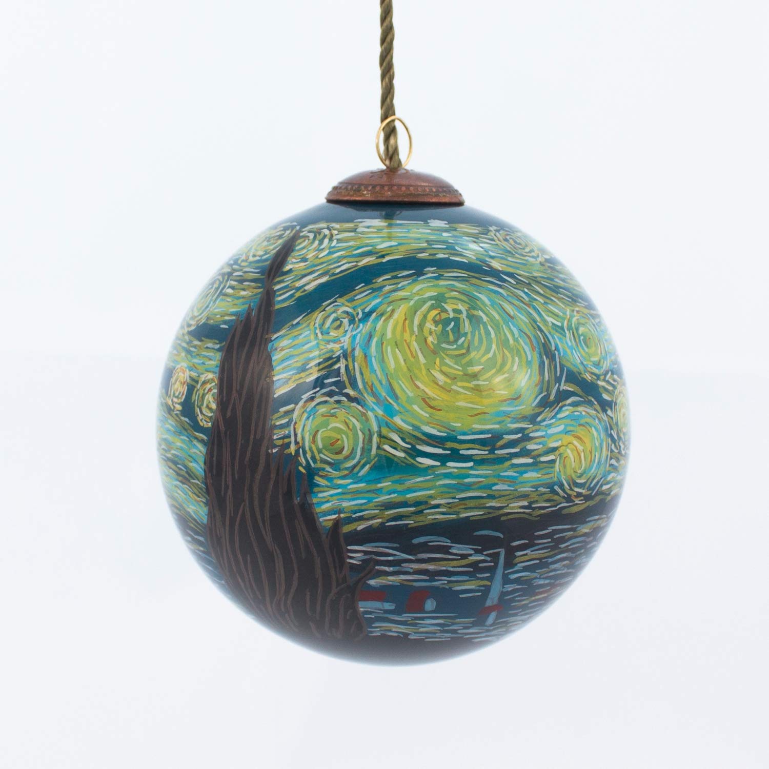 Starry Night Hand Painted Glass Ornament Collectable,Christmas