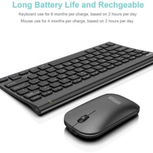 Arteck Bluetooth Keyboard and Mouse Combo Ultra Compact Slim Stainless Full Size Keyboard and Ergonomic Mice for Computer/Desktop/PC/Laptop/Surface and Windows 10/8/7 Built in Rechargeable Battery