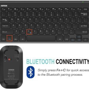 Arteck Bluetooth Keyboard and Mouse Combo Ultra Compact Slim Stainless Full Size Keyboard and Ergonomic Mice for Computer/Desktop/PC/Laptop/Surface and Windows 10/8/7 Built in Rechargeable Battery