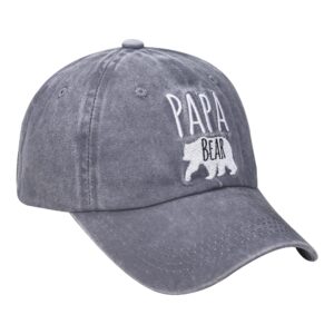 Waldeal Men's Papa Bear Embroidered Baseball Cap, Washed Denim Adjustable Dad Hat