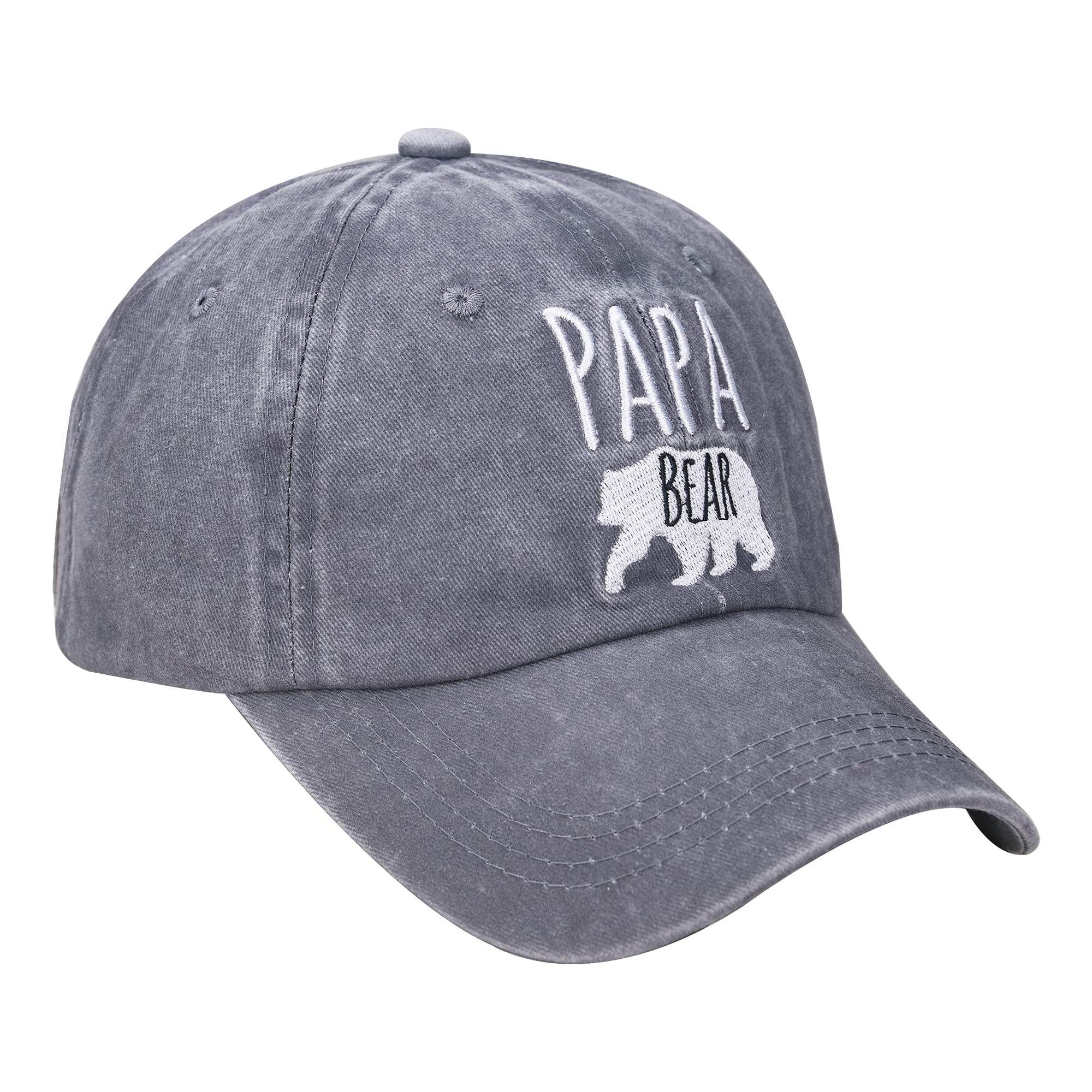 Waldeal Men's Papa Bear Embroidered Baseball Cap, Washed Denim Adjustable Dad Hat