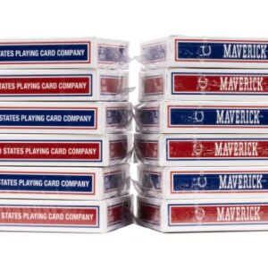 Maverick Playing Cards, Standard Index, Red and Blue, 12 Pack