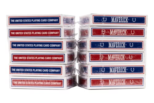 Maverick Playing Cards, Standard Index, Red and Blue, 12 Pack