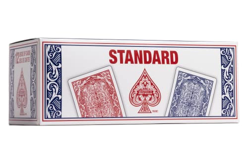 Maverick Playing Cards, Standard Index, Red and Blue, 12 Pack