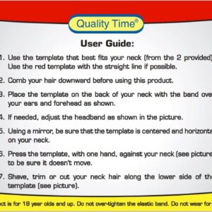 Quality Time Neck Hair Guide Premium, 2 Different Neckline Templates with All 4 Neck Hairline Styles; A Premium Adjustable Stencil for Haircut, Do It Yourself, Made in USA