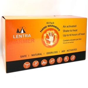 hot hand warmers - 80 count - 10 hours long lasting air activated heat packs for hands, toes and body, natural safe and odorless single use up to 10 hours of heat - tsa approved