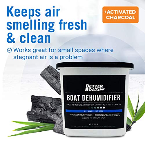 Moisture Absorber Boat Dehumidifier Moisture Absorbers Charcoal Smell Remover to Get Rid of Damp Smell & Humidity | No Refill for Basement, Closet, Home, RV or Boating Unscented Fragrance Free 2 Pack