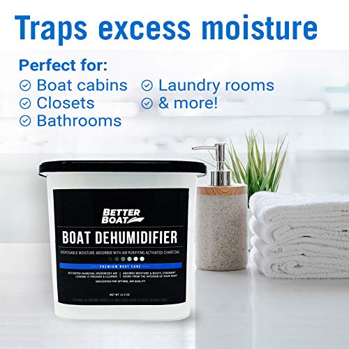 Moisture Absorber Boat Dehumidifier Moisture Absorbers Charcoal Smell Remover to Get Rid of Damp Smell & Humidity | No Refill for Basement, Closet, Home, RV or Boating Unscented Fragrance Free 2 Pack