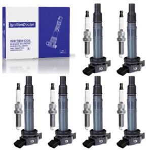 ignitiondoctor ignition coil and double iridium spark plug pack of 6 compatible with select 2003-2014 tacoma, 4runner, fj cruiser, tundra 4l v6 90919-02248 uf-495