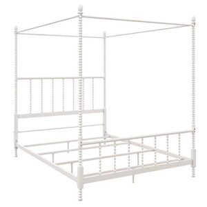 dhp emerson metal canopy bed in queen size frame in white