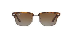 ray-ban men's rb4190 polarized square sunglasses, demi gloss havana, 52mm