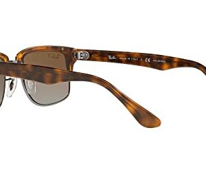 Ray-Ban Men's RB4190 Polarized Square Sunglasses, Demi Gloss Havana, 52mm