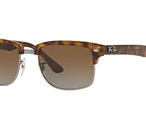 Ray-Ban Men's RB4190 Polarized Square Sunglasses, Demi Gloss Havana, 52mm