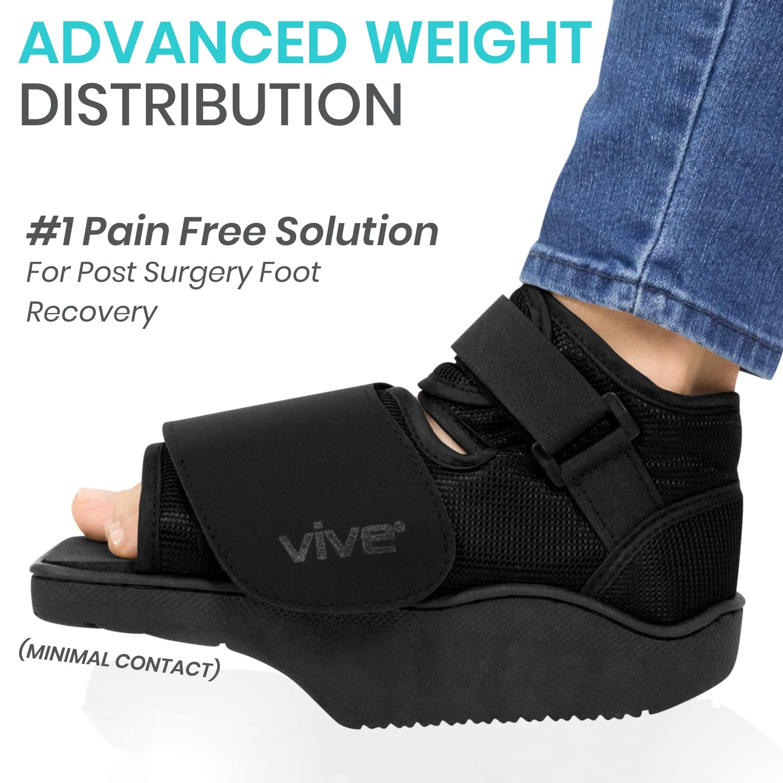 Vive Offloading Post-Op Shoe - Forefront Wedge Boot for Broken Toe Injury - Non Weight Bearing Medical Recovery for Foot Surgery, Hammer Toes, Bunion, Feet Walking Orthopedic (Men 7-9, Women 8.5-10)