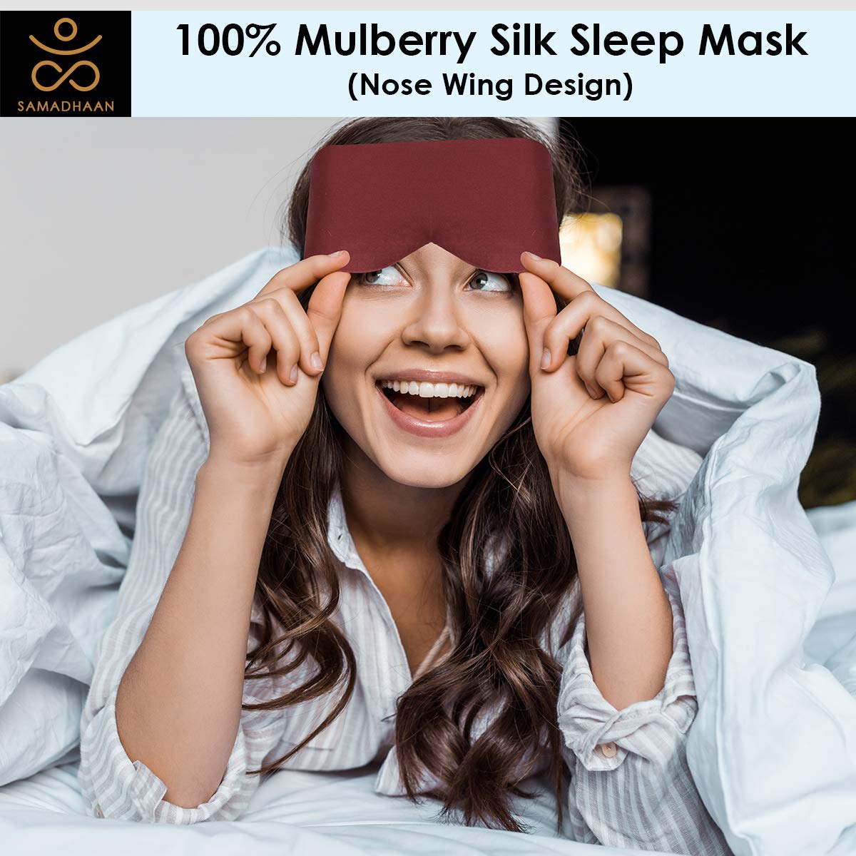 Samadhaan 100% Mulberry Silk Eye Mask for Sleeping - Sleep Face Mask for Side Sleepers Eye Mask for Men Women Adjustable Headband - Blackout Eye Mask for Sleeping - Flight Essentials (Maroon Masks)