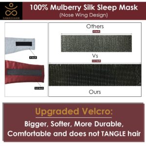 Samadhaan 100% Mulberry Silk Eye Mask for Sleeping - Sleep Face Mask for Side Sleepers Eye Mask for Men Women Adjustable Headband - Blackout Eye Mask for Sleeping - Flight Essentials (Maroon Masks)