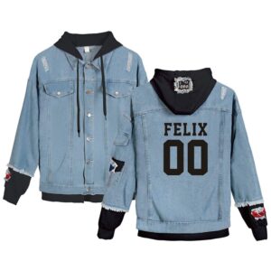 stray kids merchandise,kpop stray kids hoodie felix hyujin i.n jisung woojin denim jacket