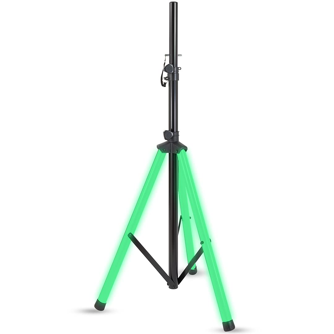 Gemini Sound STL-500 Professional Audio Equipment Foldable Collapsible Adjustable DJ PA System Party Universal Speaker Stands, Remote Controlled Multicolor LED Tripod Legs Lightshow