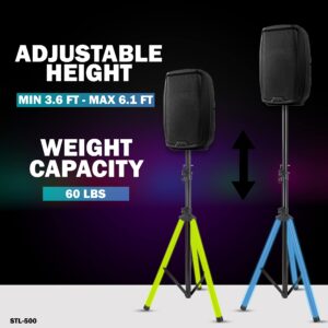 Gemini Sound STL-500 Professional Audio Equipment Foldable Collapsible Adjustable DJ PA System Party Universal Speaker Stands, Remote Controlled Multicolor LED Tripod Legs Lightshow