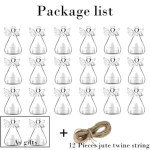 Pack of 20 Hanging Glass Candle Holders Angel Candleholders with Led Tealight Candle Inside Votive Decoration for Wedding Party Restaurant Hotel Garden Decoration,(18+2 Pcs)