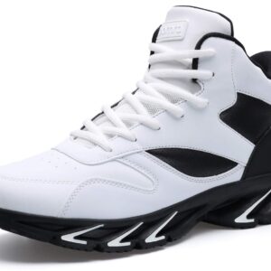 Joomra Men's Basketball Shoes White for Walking Jogging Gym Fitness Travel Stylish Lace up High Mid Top Cushion Trainer Athletic Sneakers Size 11