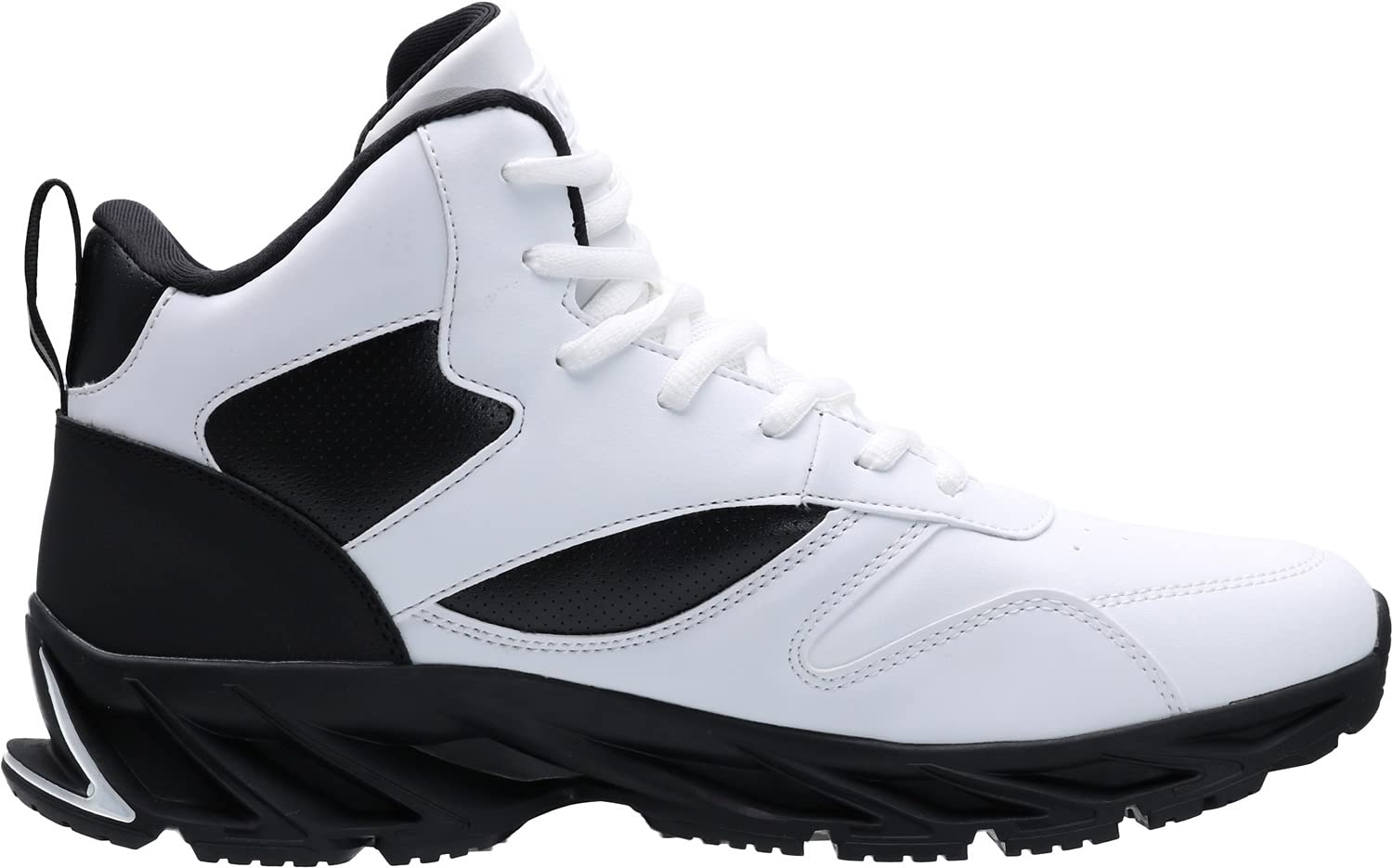 Joomra Men's Basketball Shoes White for Walking Jogging Gym Fitness Travel Stylish Lace up High Mid Top Cushion Trainer Athletic Sneakers Size 11