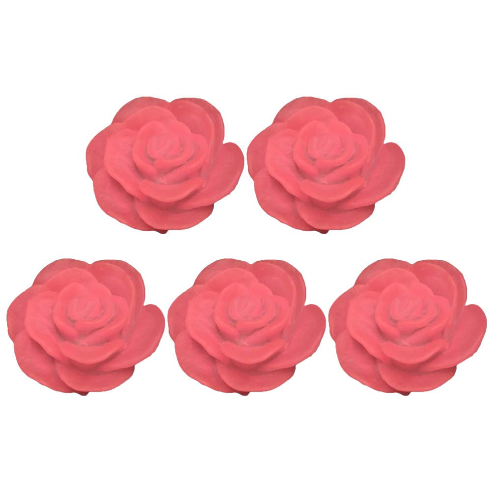 Uonlytech 5 Pcs Flameless Candle Flower Night Light LED Tea Lights Waterproof Floating Rose for Pool Garden Fish Tank Wedding Party Decor Pink